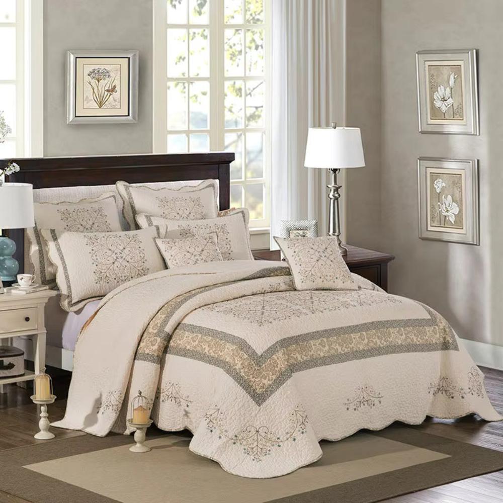 Elegant Embroidered Patchwork Thread Coverlet – Casa & Beyond.