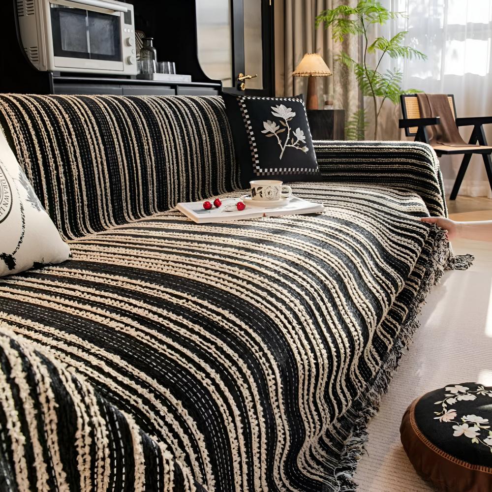 Regal Stripes Chenille Sofa Cover – Casa & Beyond.