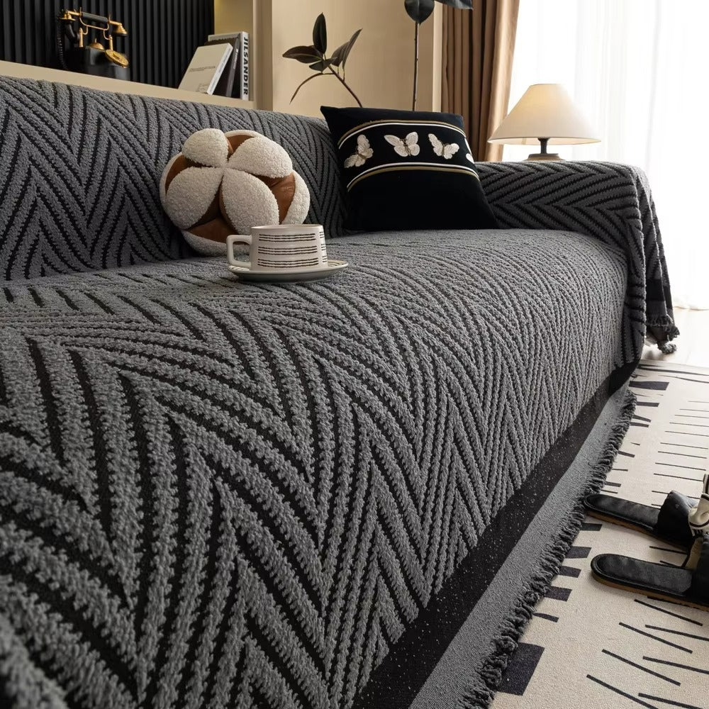 Chevron Herringbone Tassel Sofa Cover – Casa & Beyond.