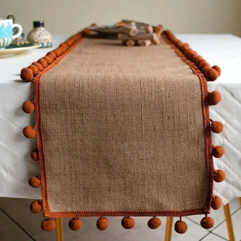Jute Bohemian Pom-Pom Table Runner – Casa & Beyond.