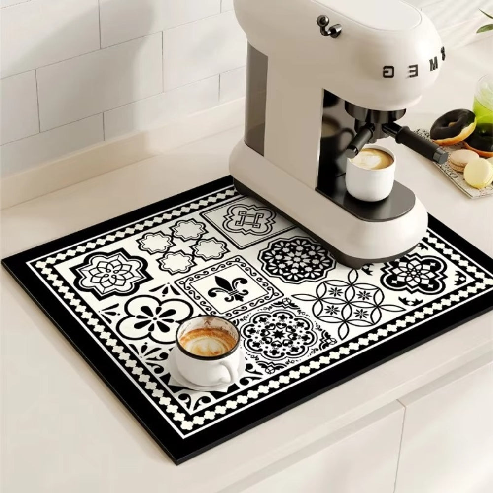 Retro Tile Design Absorbent Coffee Mat – Casa & Beyond.