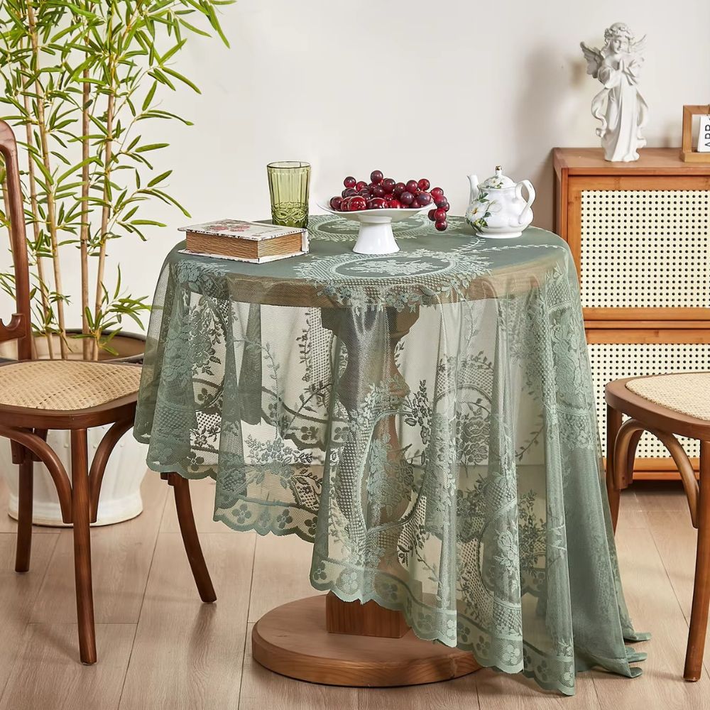 Sheer Lace Round Floral Tablecloth – Casa & Beyond.
