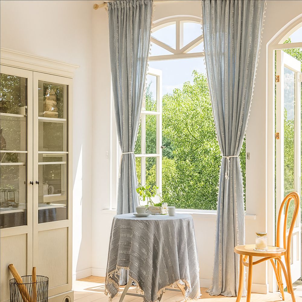 Sunlit Stripes Sheer Tassel Curtain – Casa & Beyond.