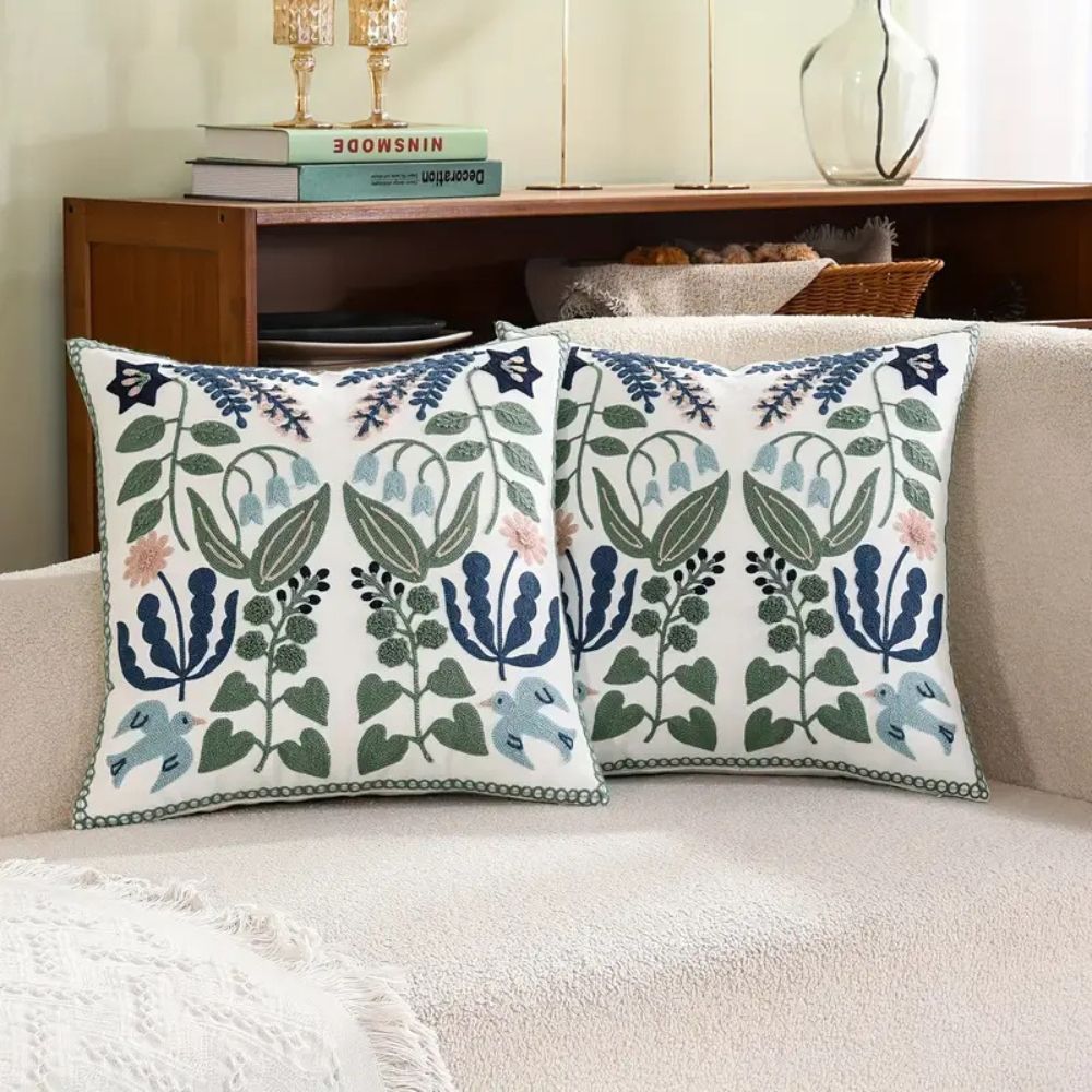 Vintage Botanical Embroidery Cushion Cover – Casa & Beyond.
